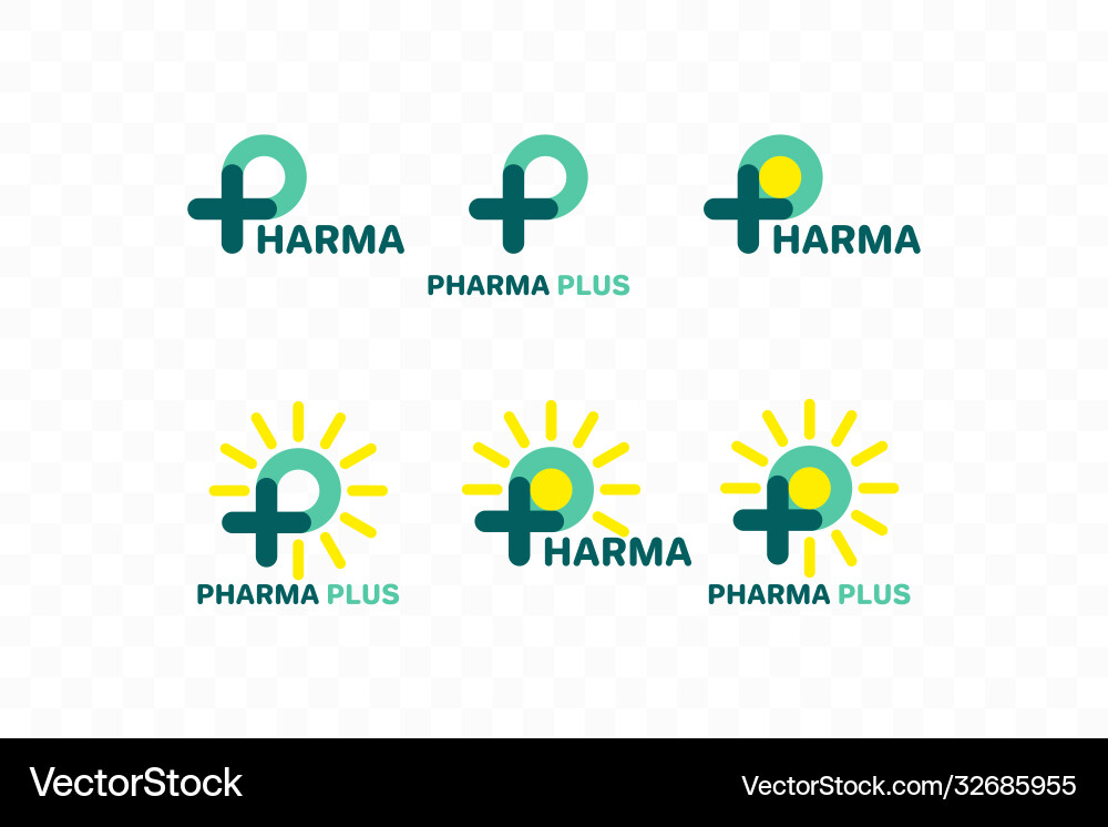 P logo with plus and sun medical Royalty Free Vector Image