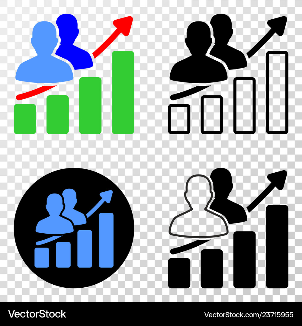 People trend chart eps icon with contour Vector Image