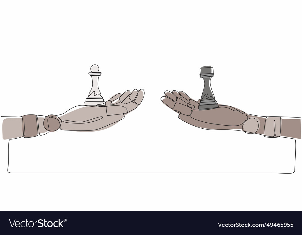 Single continuous line drawing robots hands Vector Image Single continuous line drawing robots hands Vector Image