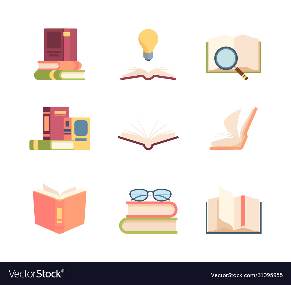 Textbook set knowledge stack books folded Vector Image