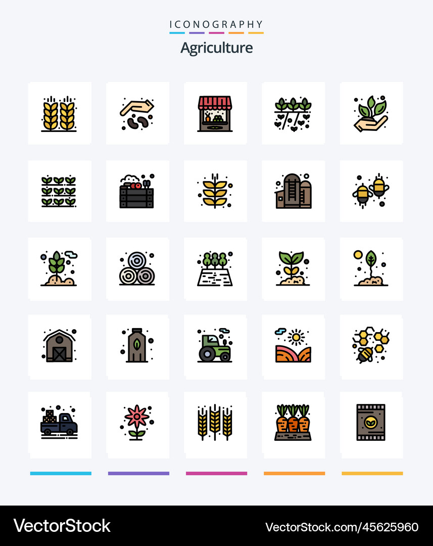 Creative agriculture 25 line filled icon pack Vector Image