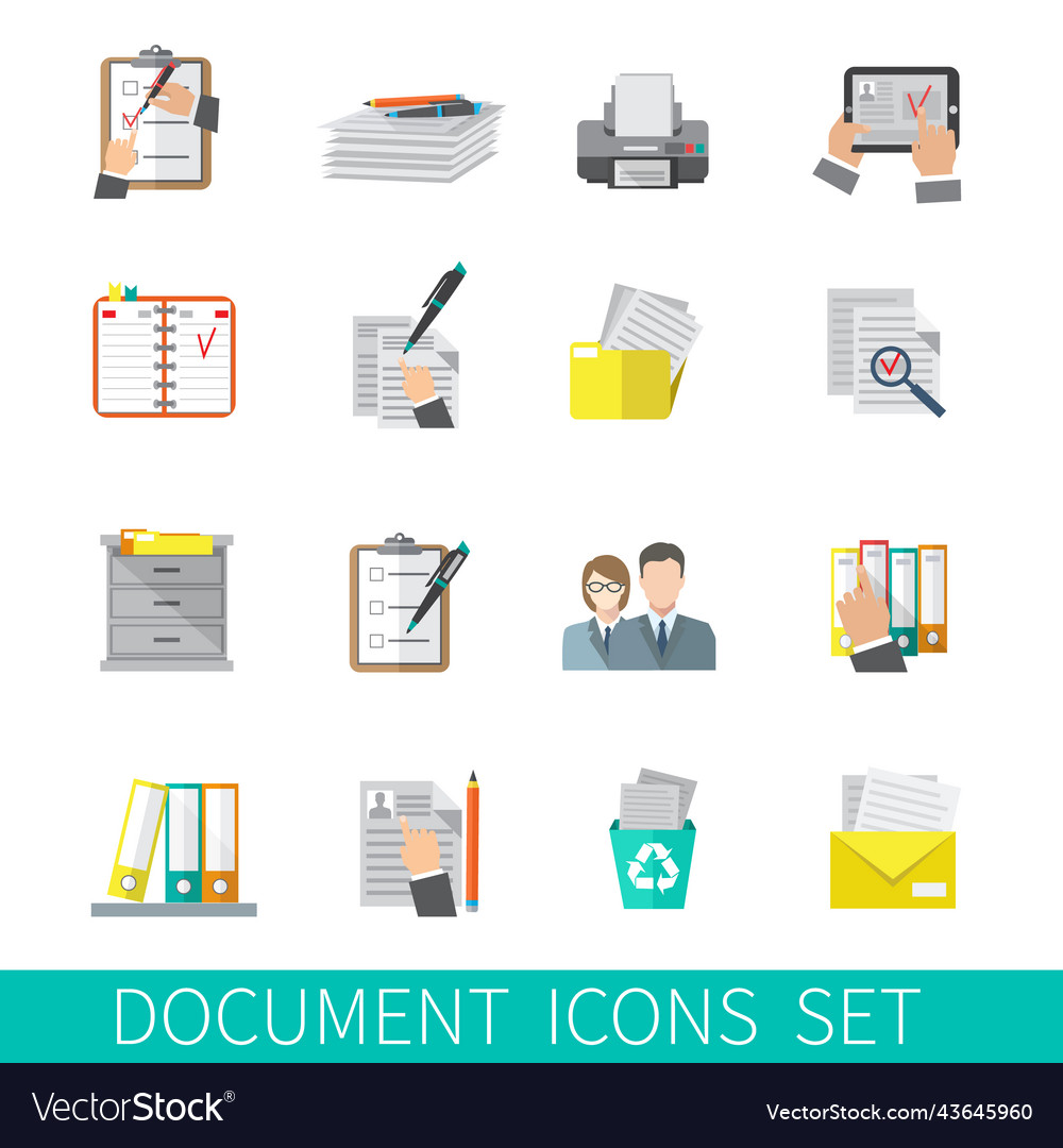 Document icon flat Royalty Free Vector Image - VectorStock