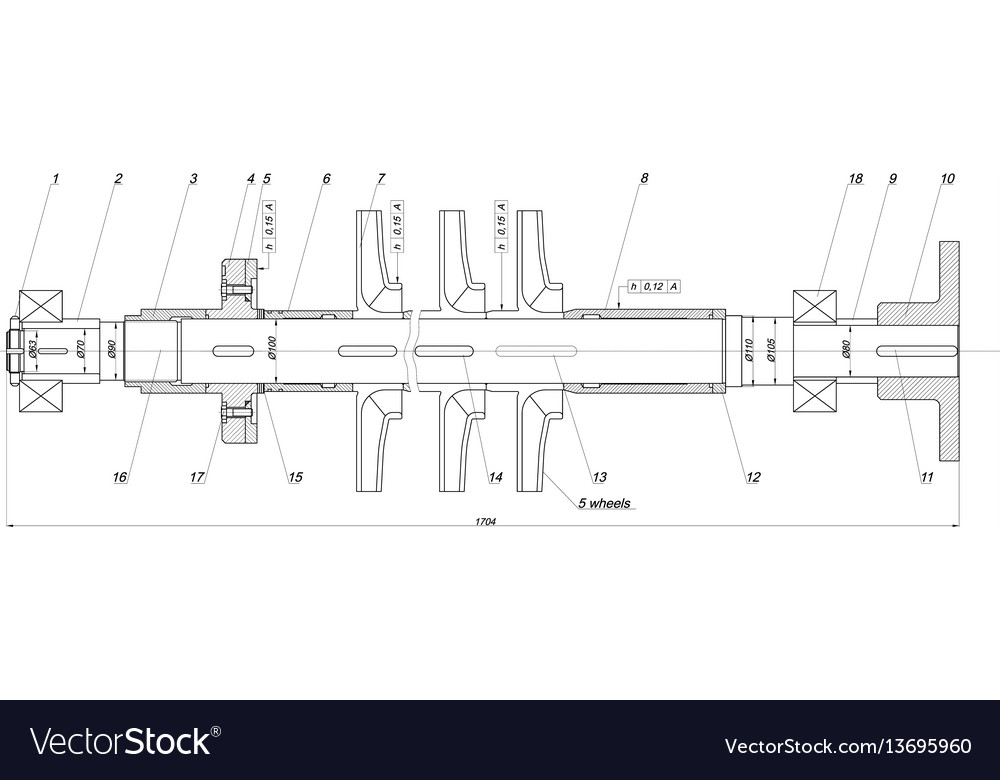 Engineering drawing components Royalty Free Vector Image