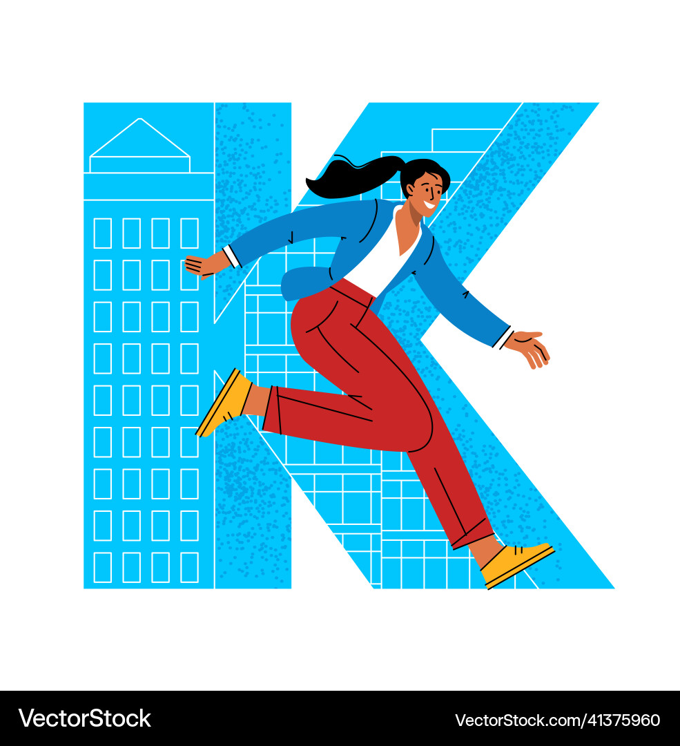 English alphabet with people characters Royalty Free Vector
