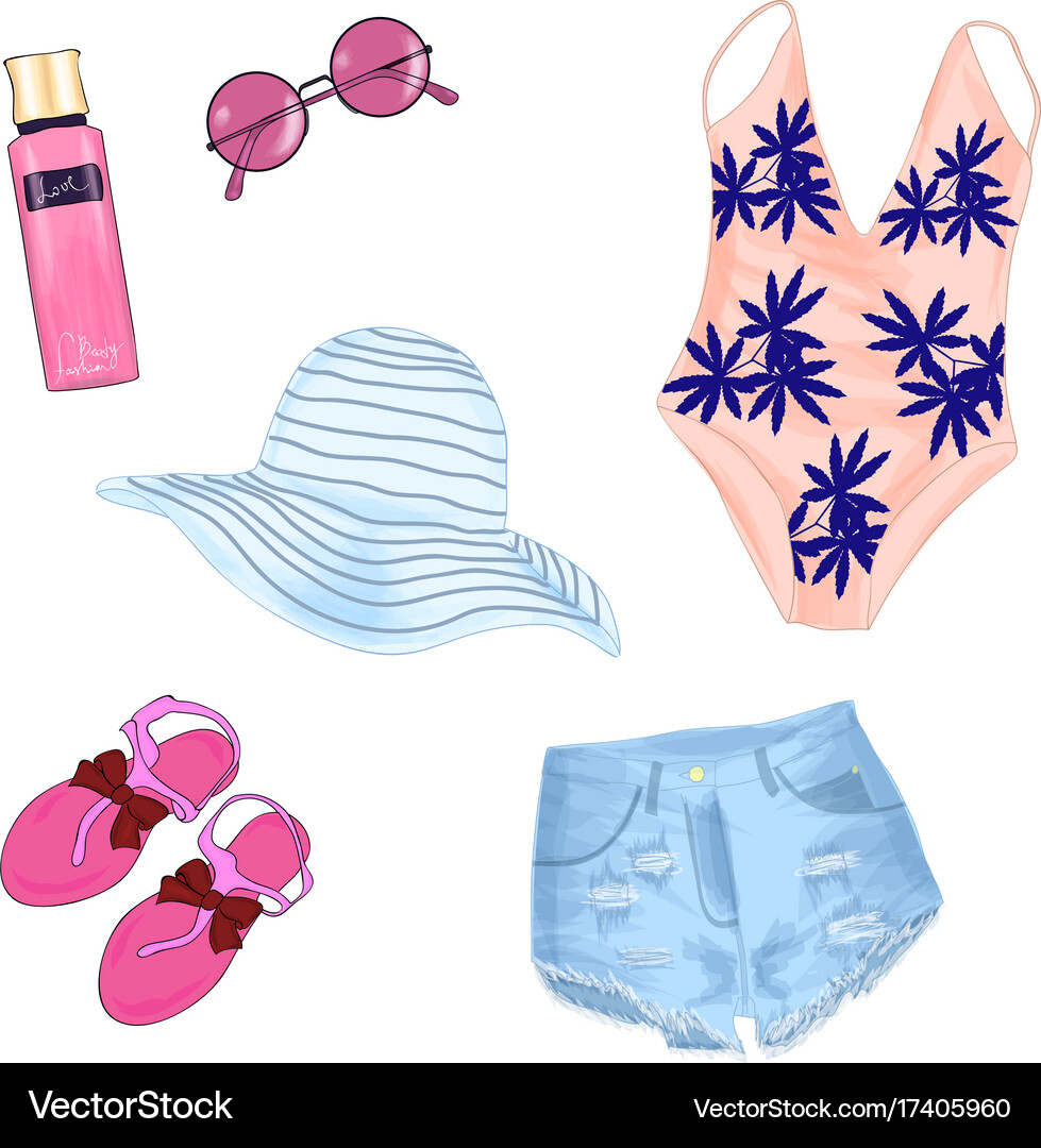 Fashionable beach outfit Royalty Free Vector Image