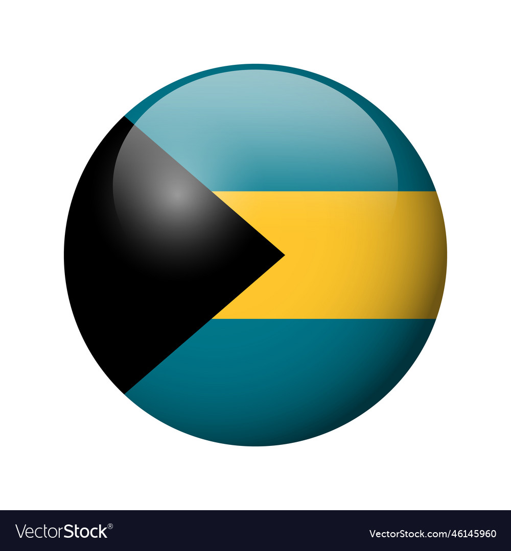 Glossy circle badge flag of bahamas Royalty Free Vector