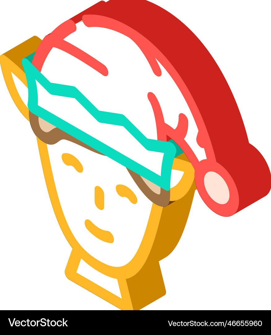 Head elf christmas cute isometric icon Royalty Free Vector