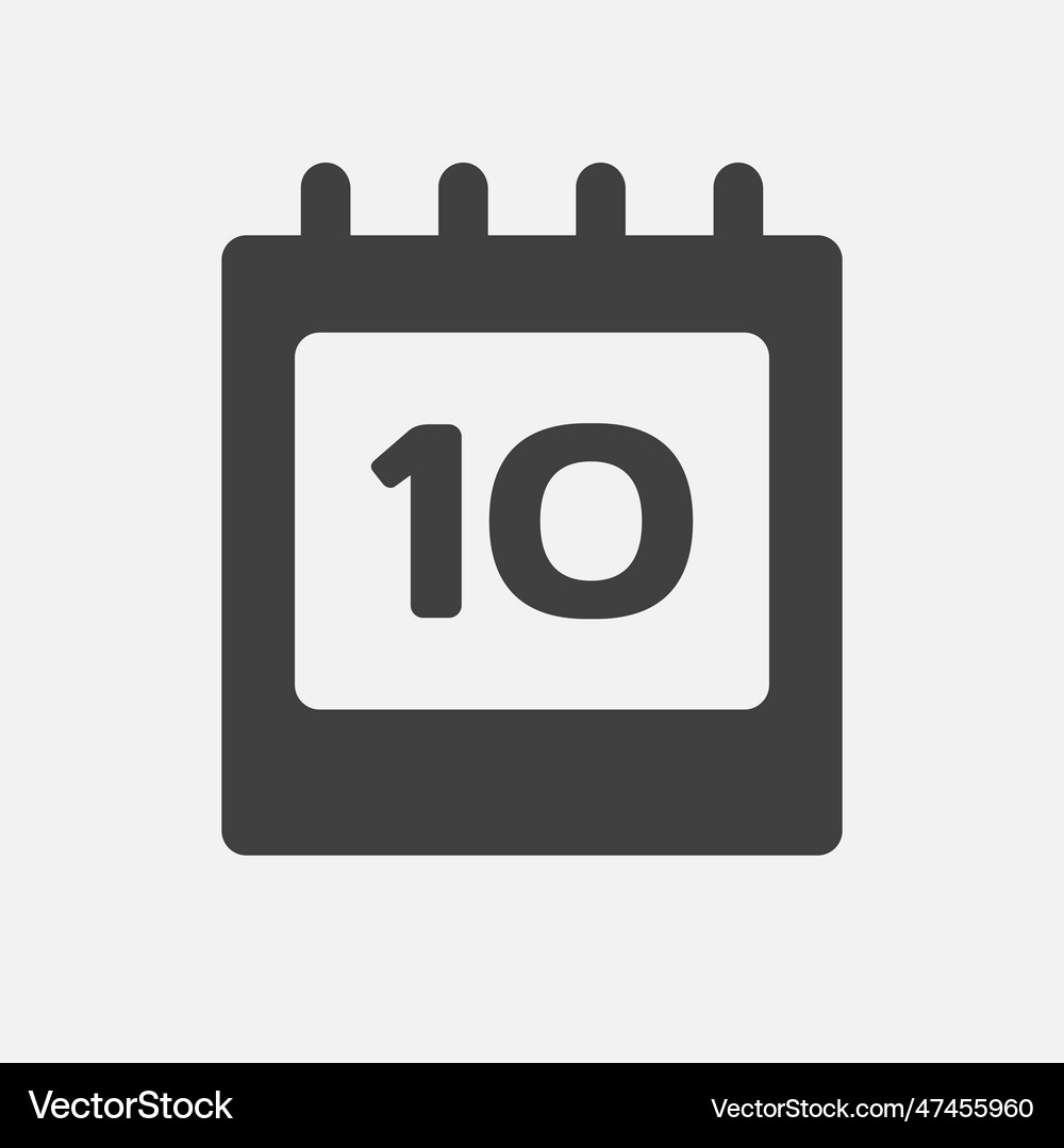 Icon page calendar day - number 10 Royalty Free Vector Image