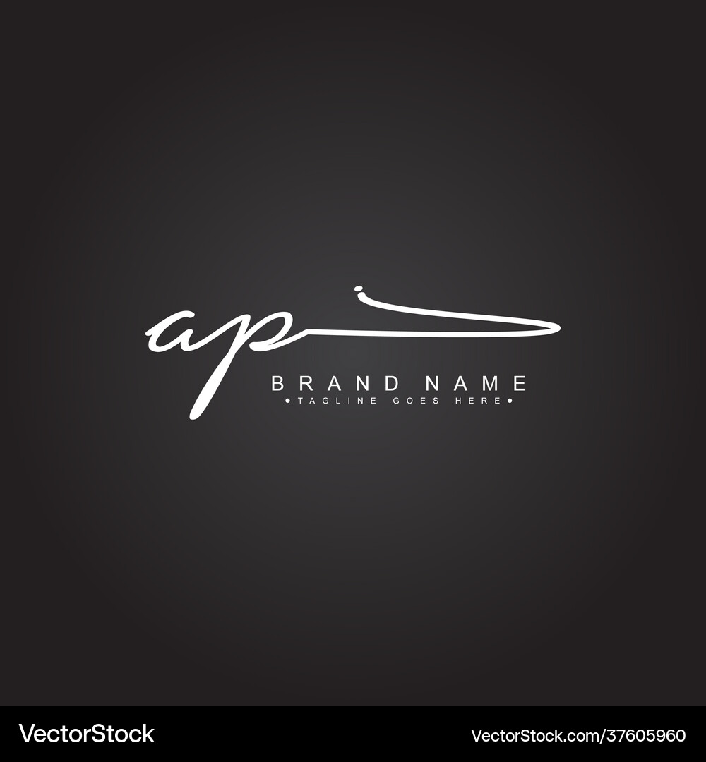 Initial letter ap logo - handwritten signature Vector Image