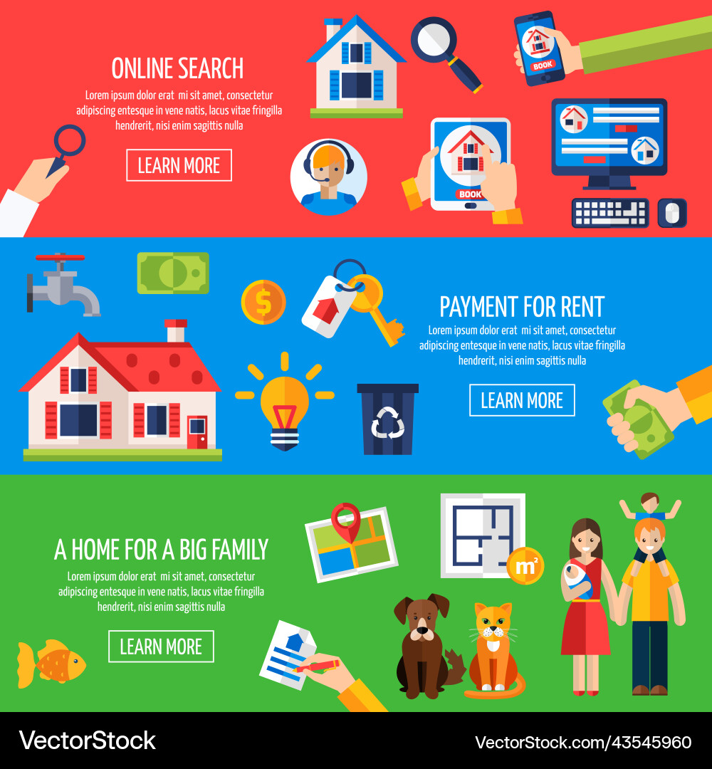 Rent and tenancy banner set Royalty Free Vector Image