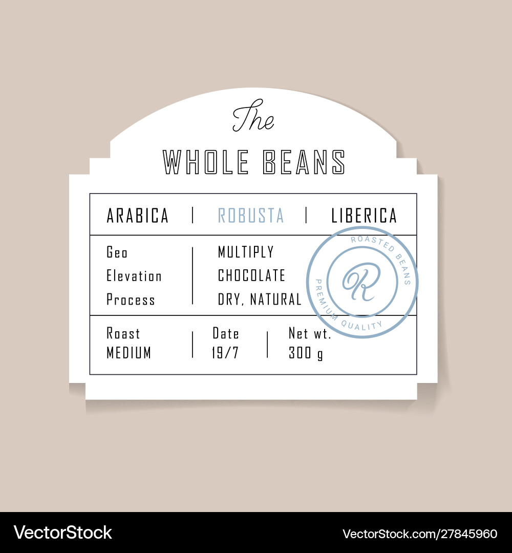 Retro vintage coffee beans label Royalty Free Vector Image