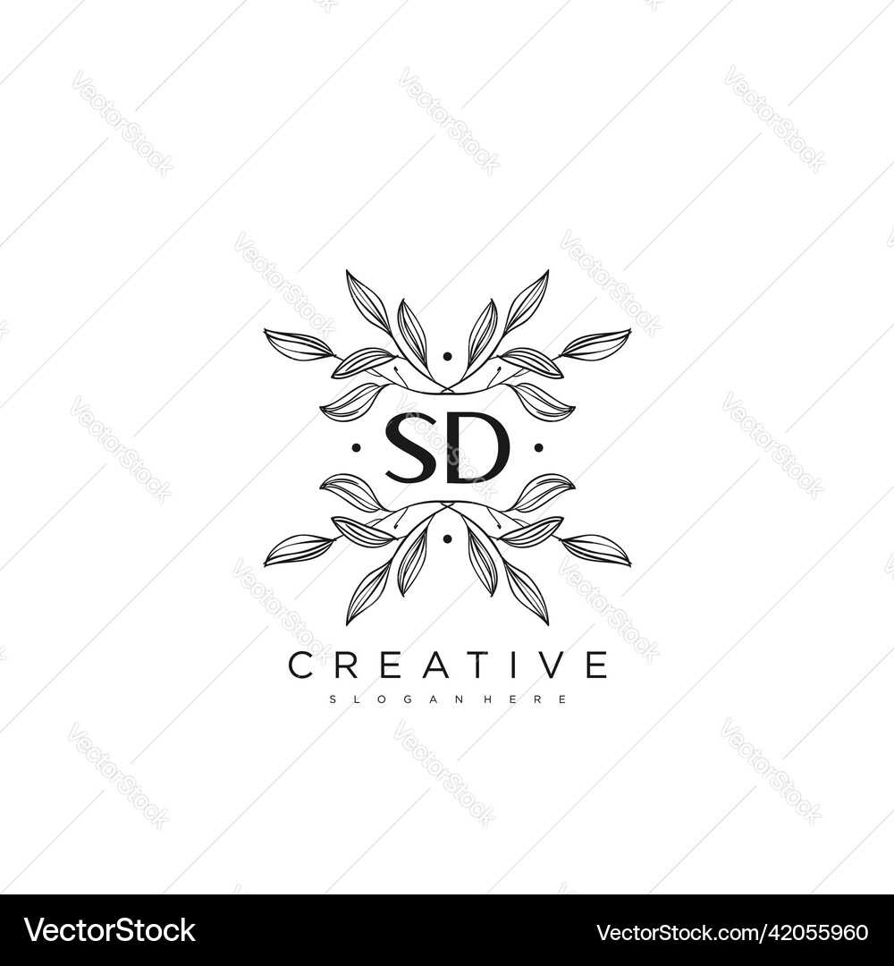 Sd initial letter flower logo template premium art