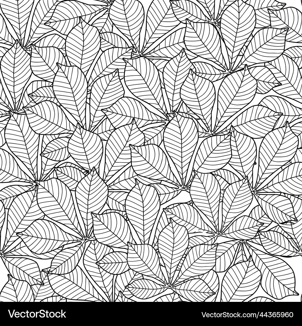 Seamless pattern of contour leaves Royalty Free Vector Image