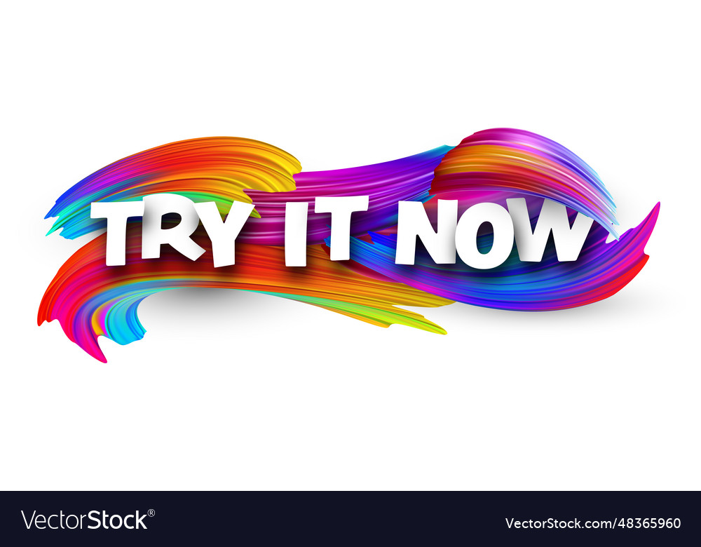 Try it now paper word sign with colorful spectrum Vector Image