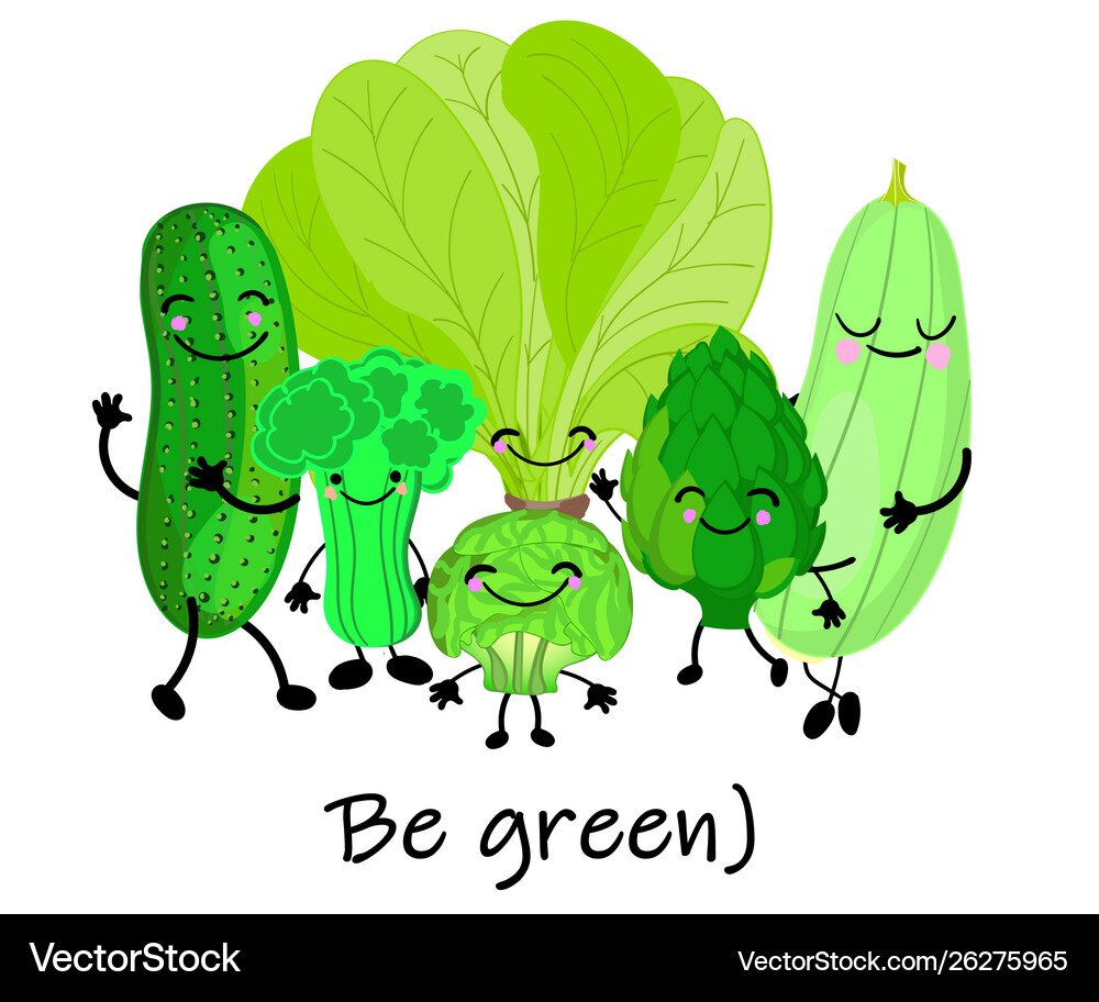 A fun collection plant cartoon characters Vector Image