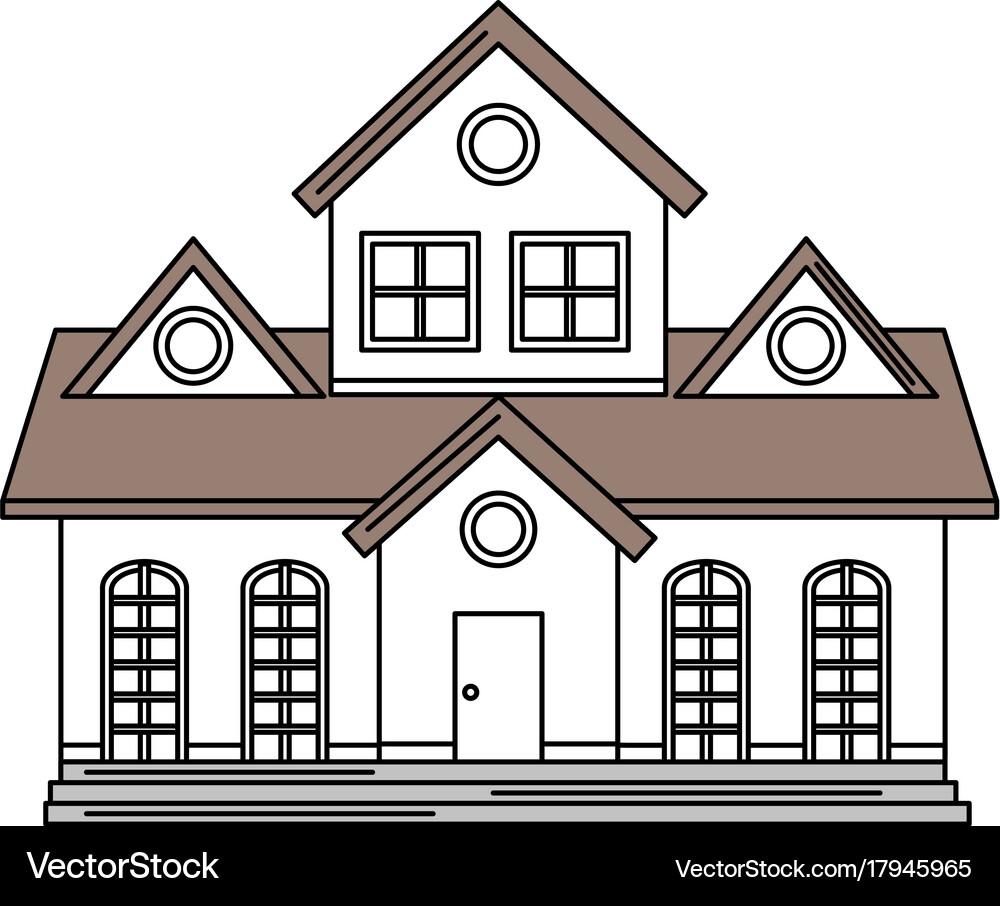 Beautiful house building isolated icon Royalty Free Vector