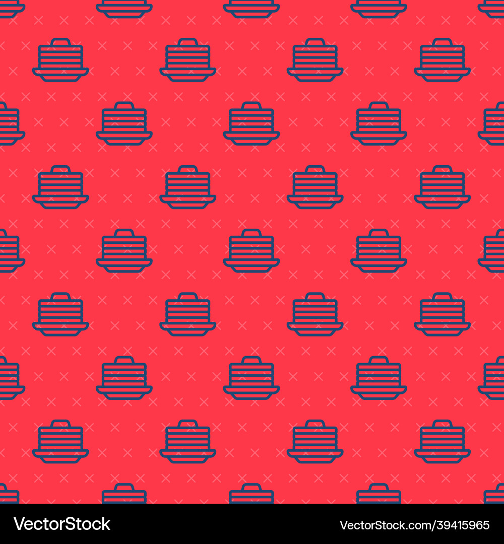 Blue line stack of pancakes with honey icon Vector Image