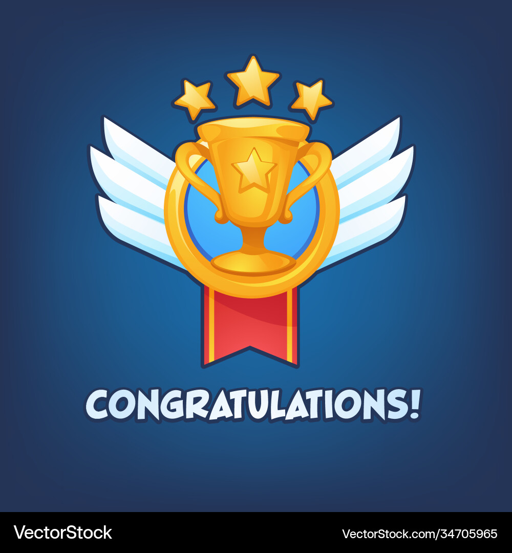 Congratulations golden winner cup banner Vector Image