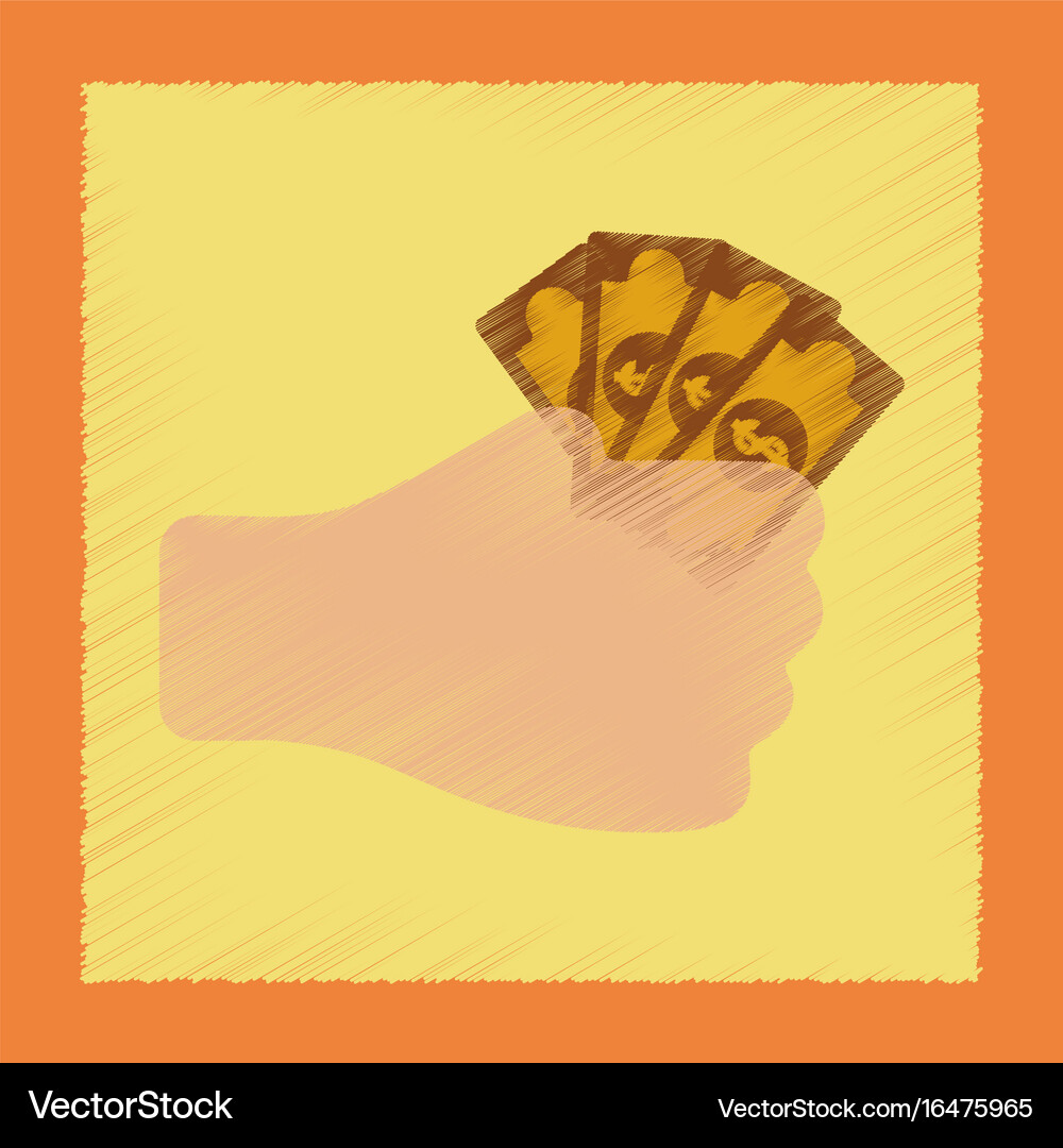 Flat shading style icon money in hand Royalty Free Vector