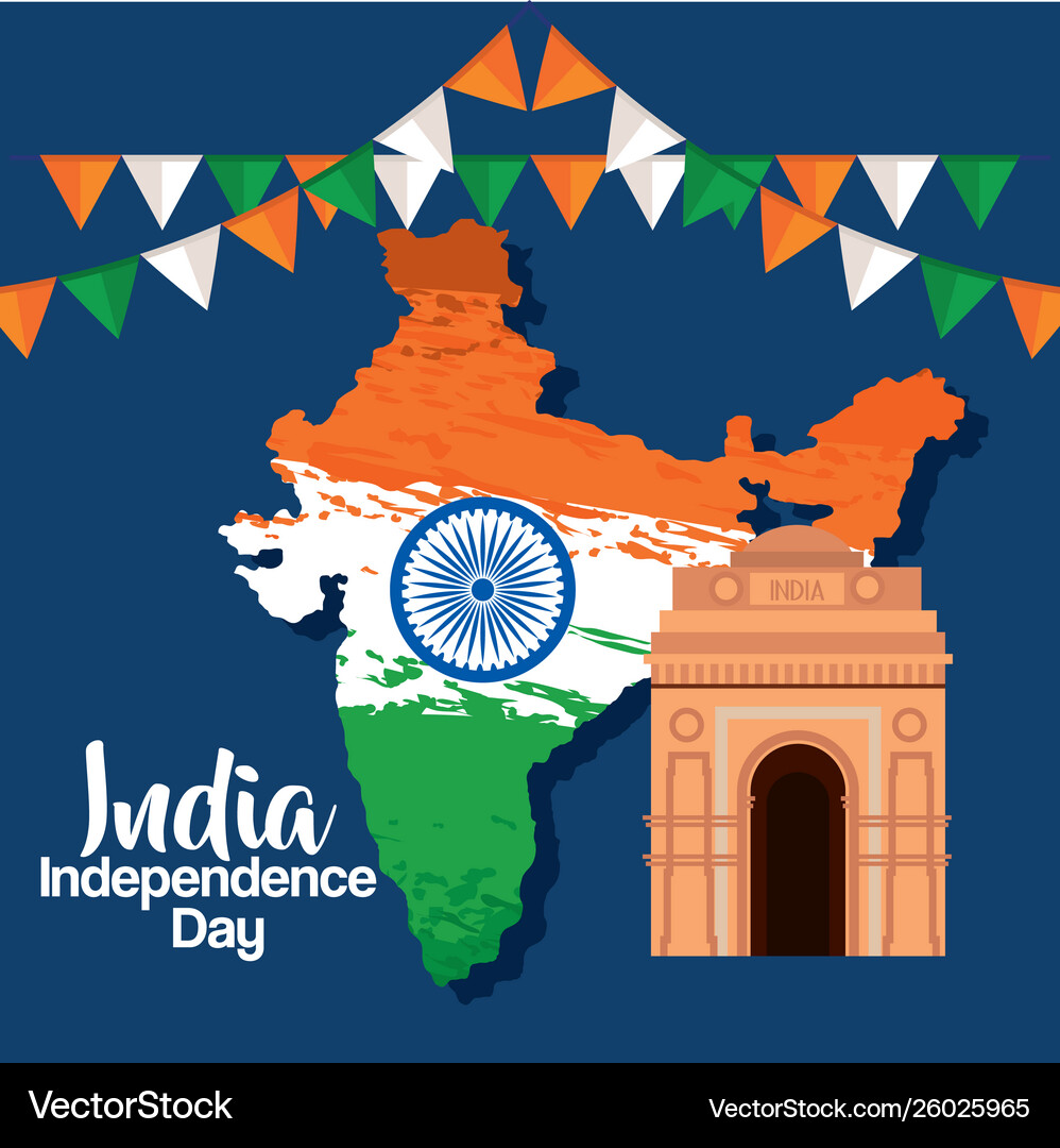 India map with party banner and architecture Vector Image