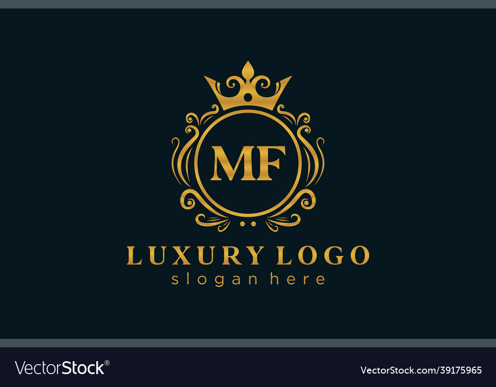 Initial mf letter royal luxury logo template Vector Image