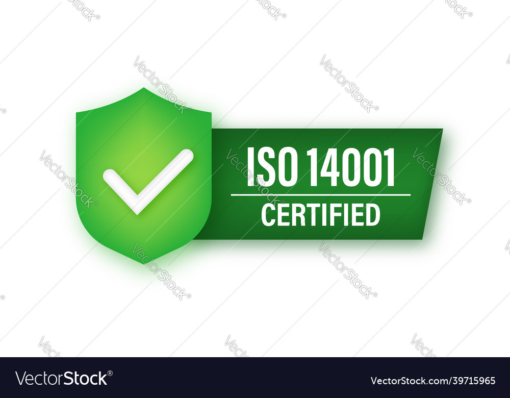 Iso 14001 certified badge neon icon certification Vector Image