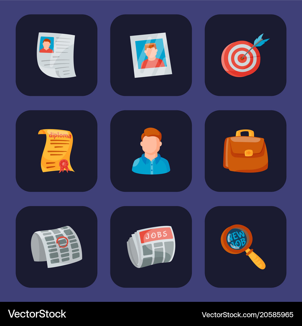 Job search icon set office concept human Vector Image