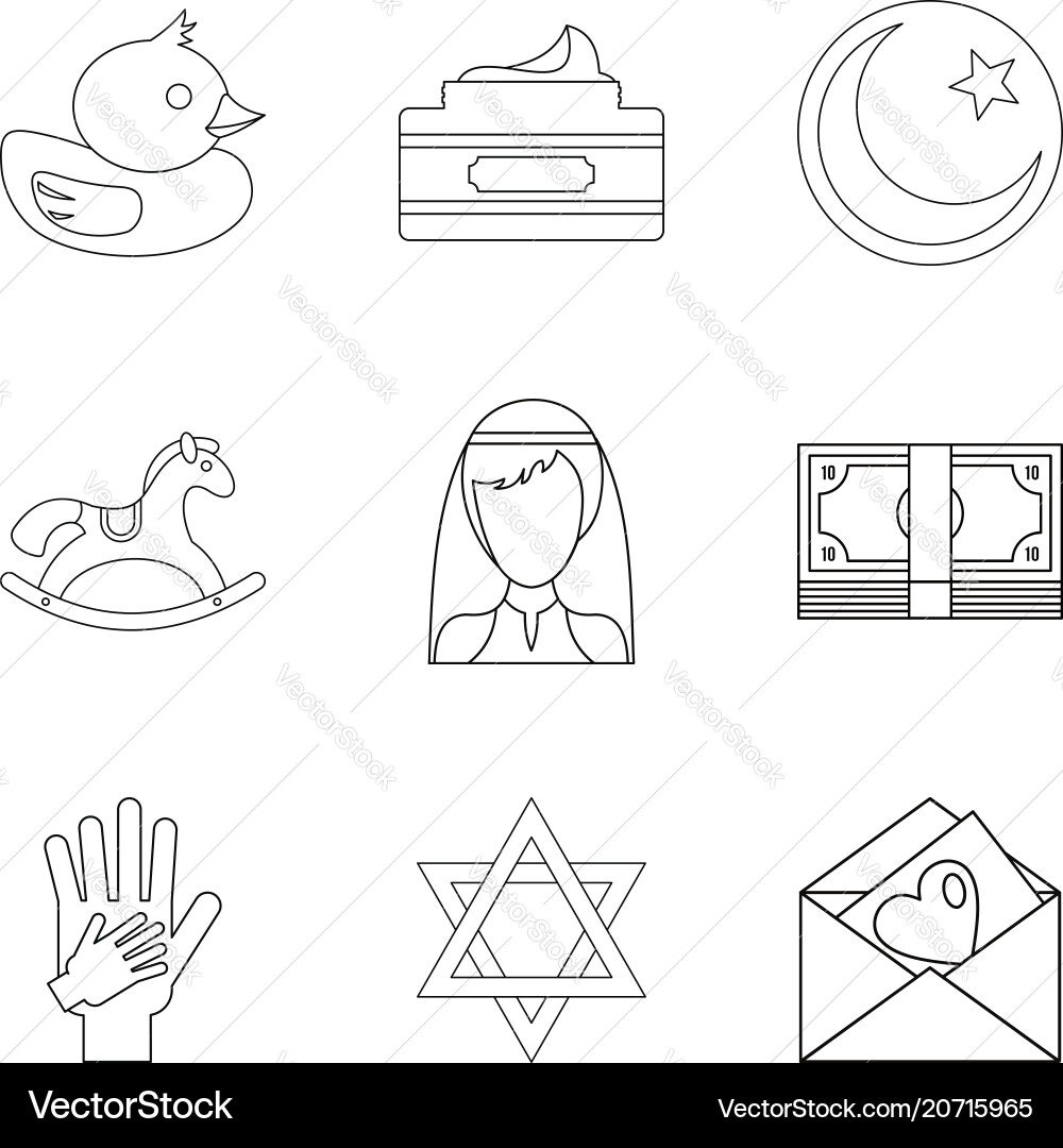 Life partner icons set outline style Royalty Free Vector
