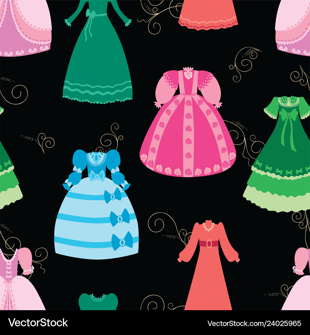 Pattern of the vintage dresses Royalty Free Vector Image