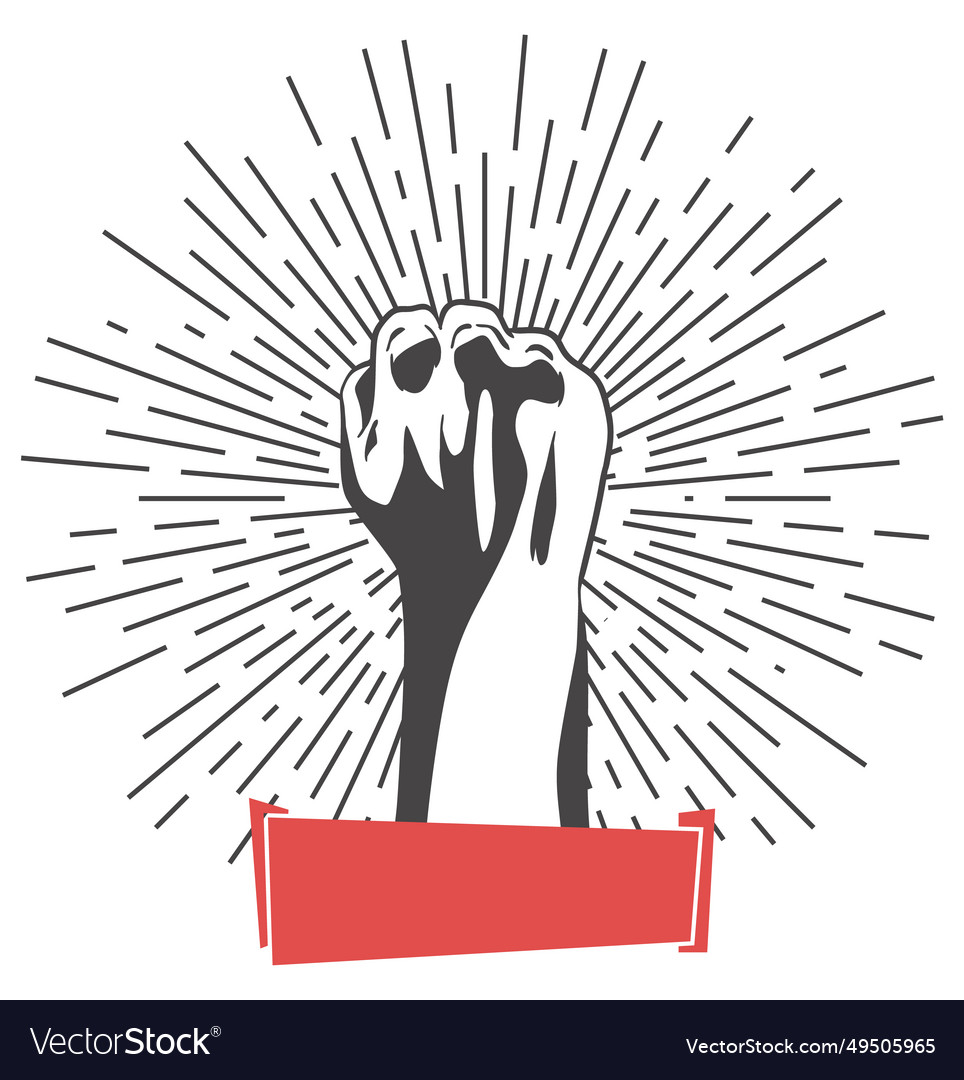 Raised fist hand gesture emblem Royalty Free Vector Image