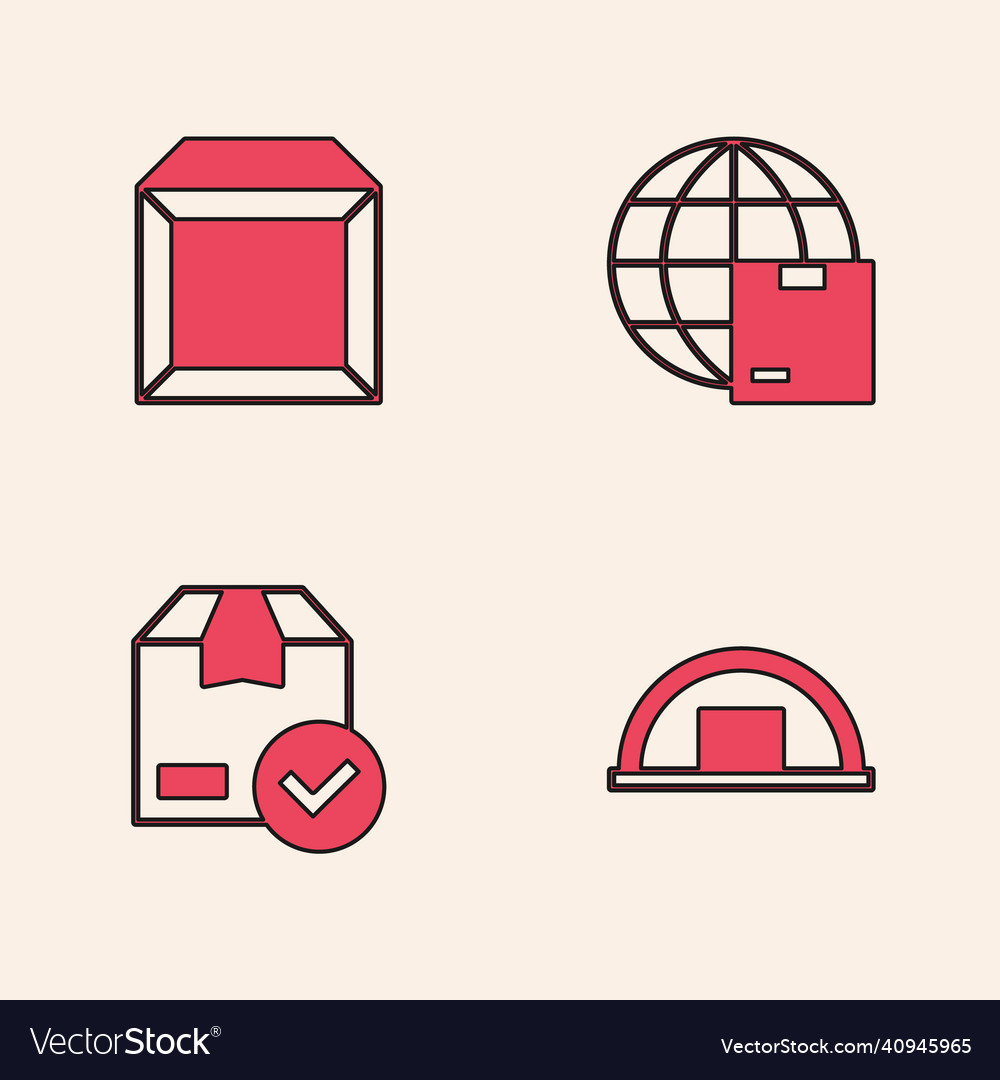 Set warehouse carton cardboard box worldwide Vector Image