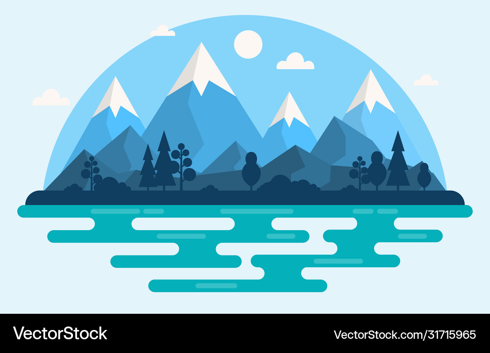 Simple calm mountain forest wild nature scene Vector Image