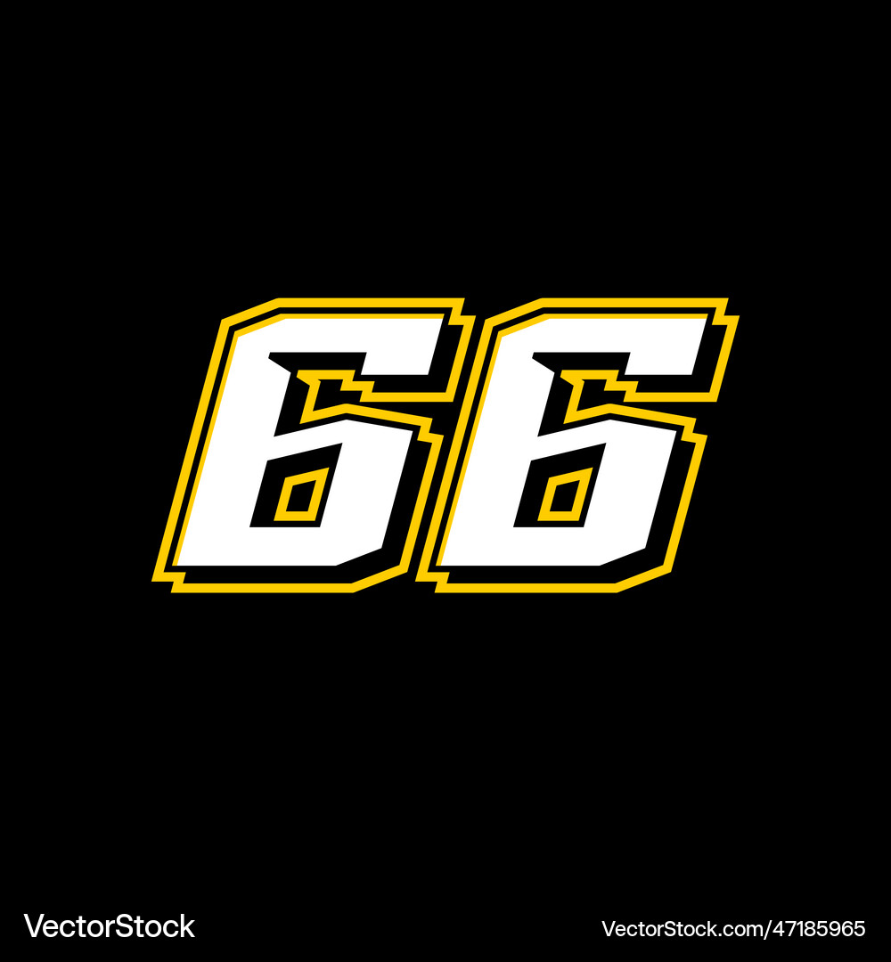 Sport racing number template 66 Royalty Free Vector Image