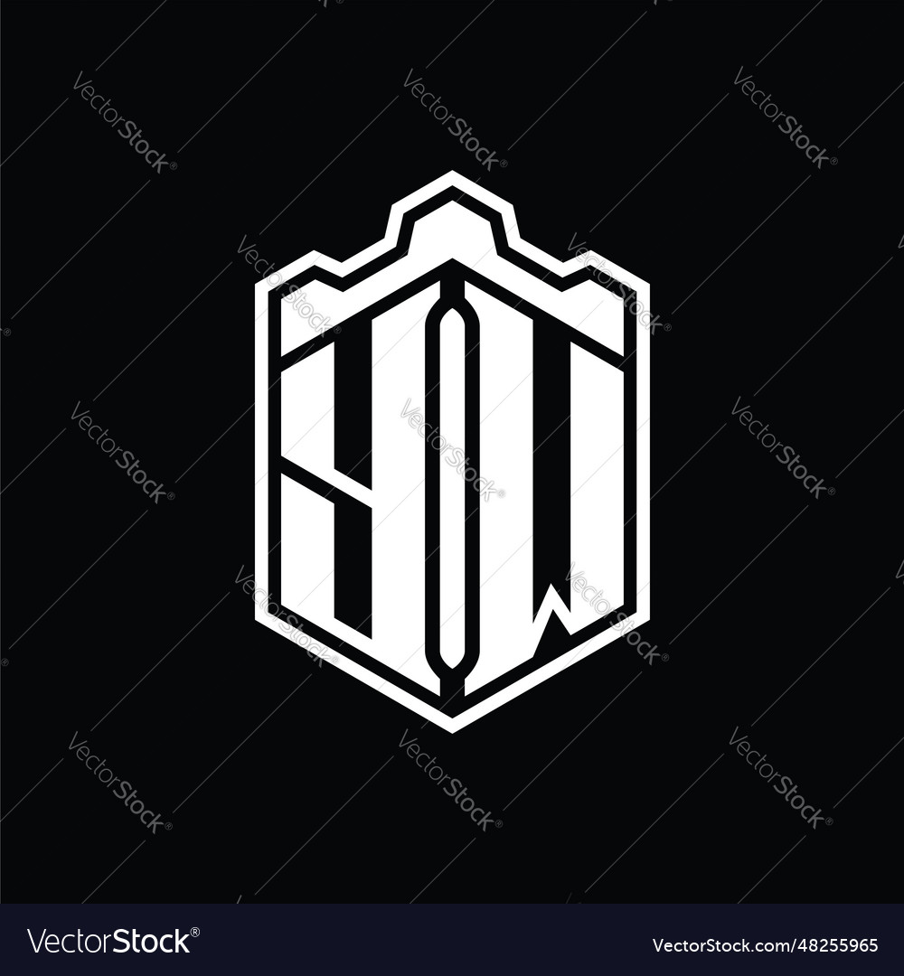 Yw letter logo monogram hexagon shield shape Vector Image