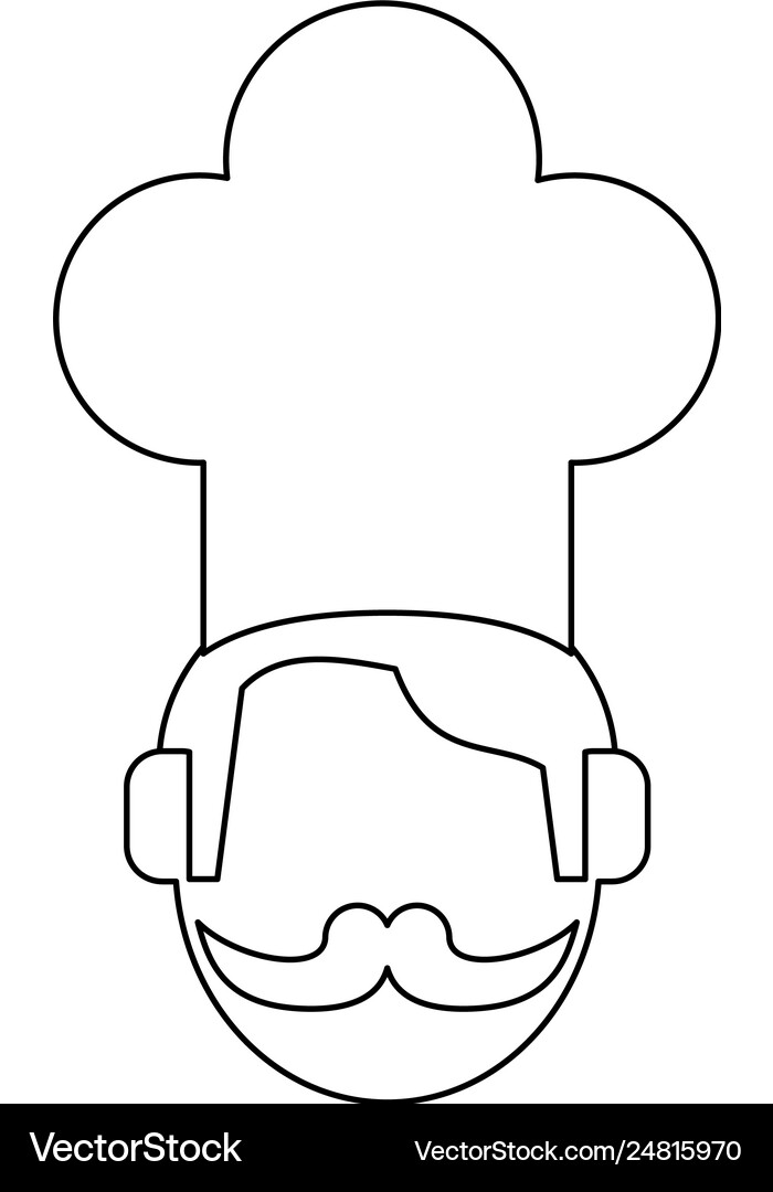 Chef with mustache faceless avatar black and white