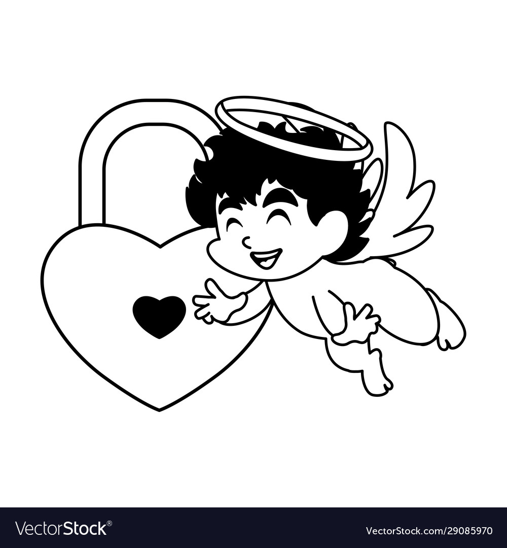 Cute cupid angel on white background valentines Vector Image