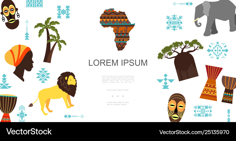 Flat african ethnic colorful template Royalty Free Vector