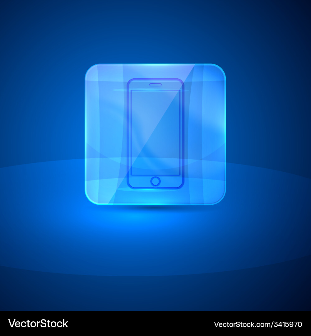 Glass icon with mobile phone sign Royalty Free Vector Image