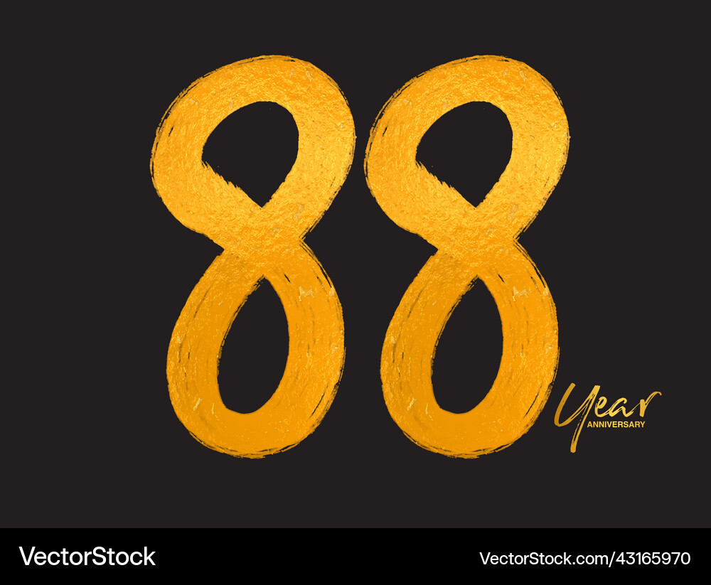 Gold 88 years anniversary celebration Royalty Free Vector
