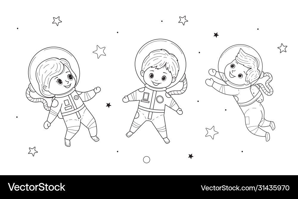 Kids for coloring pages line Royalty Free Vector Image