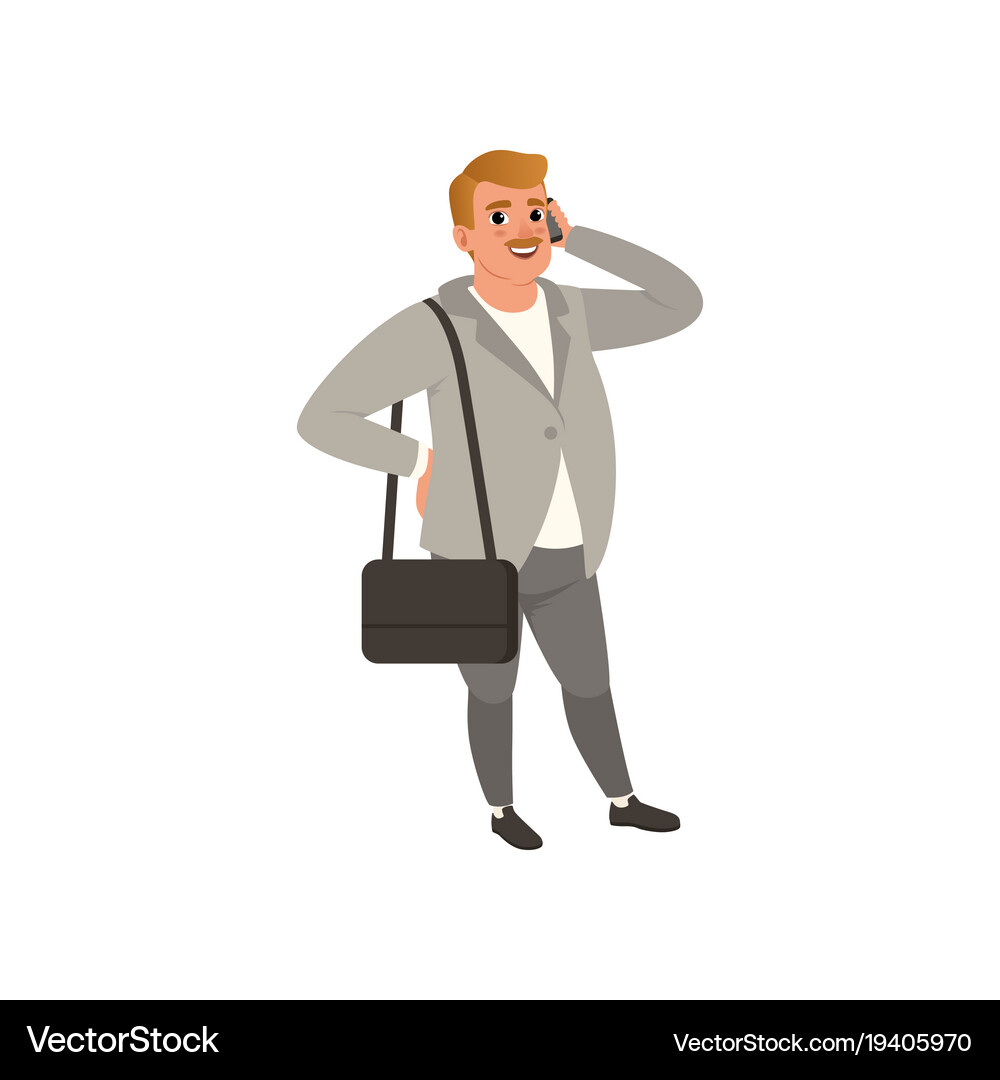 Self-confident businessman standing with bag Vector Image