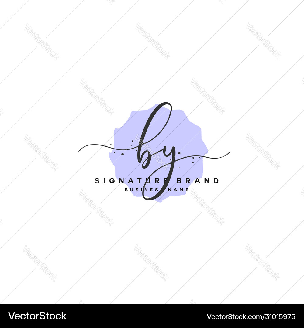 B y initial letter handwriting and signature Vector Image