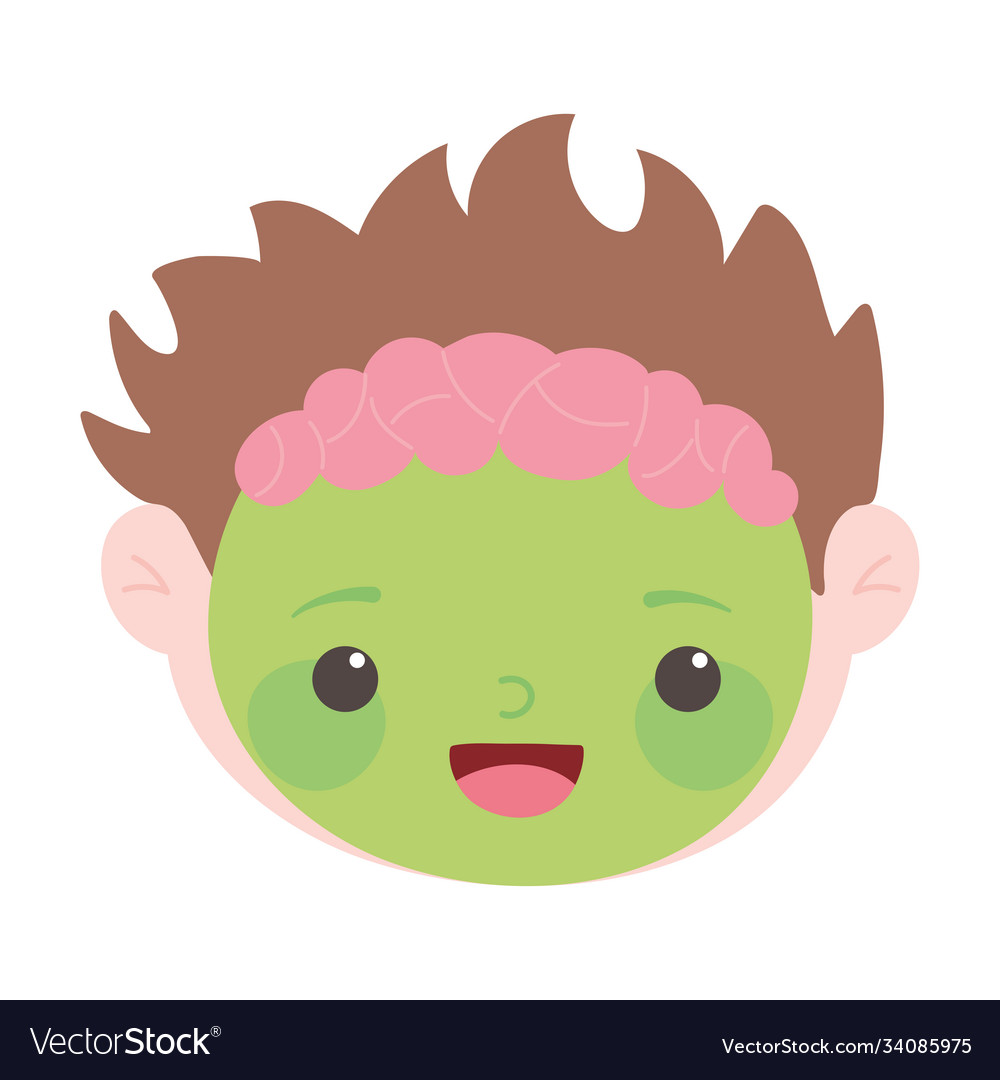 Happy halloween cute boy zombie face costume Vector Image