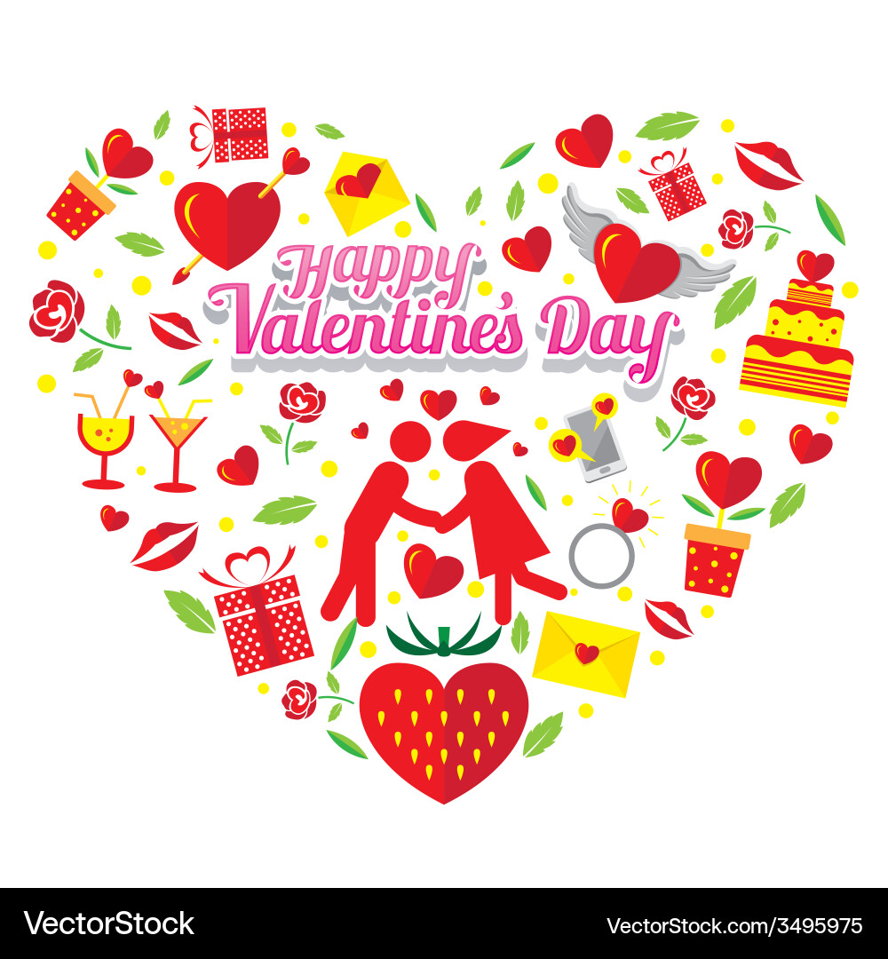 Love icons with valentine text Royalty Free Vector Image