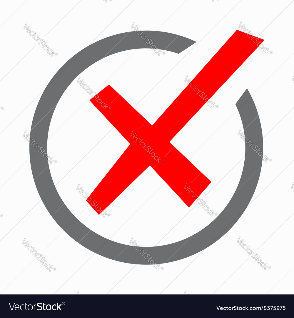 Red Cross Check Mark Icon Simple Style Royalty Free Vector