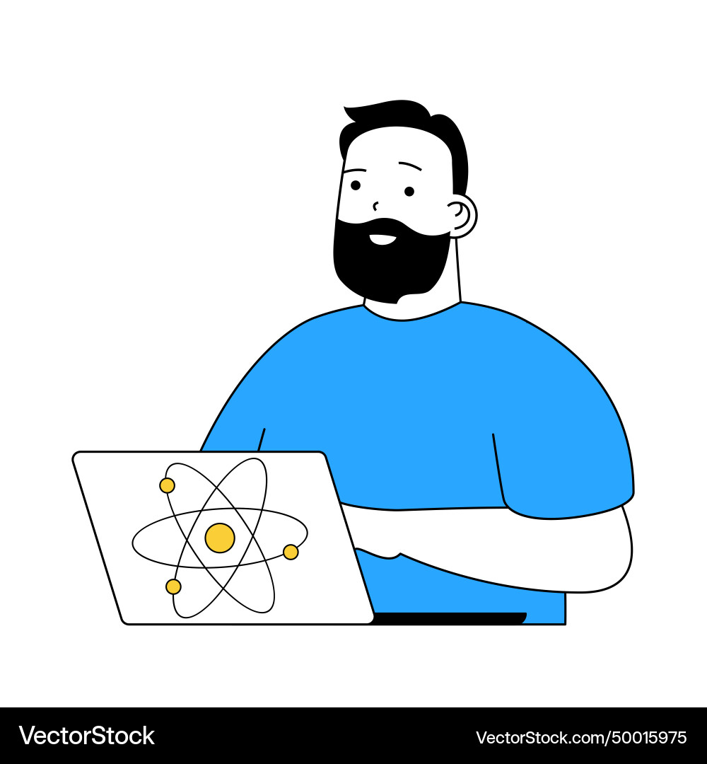 Science laboratory concept with cartoon people Vector Image