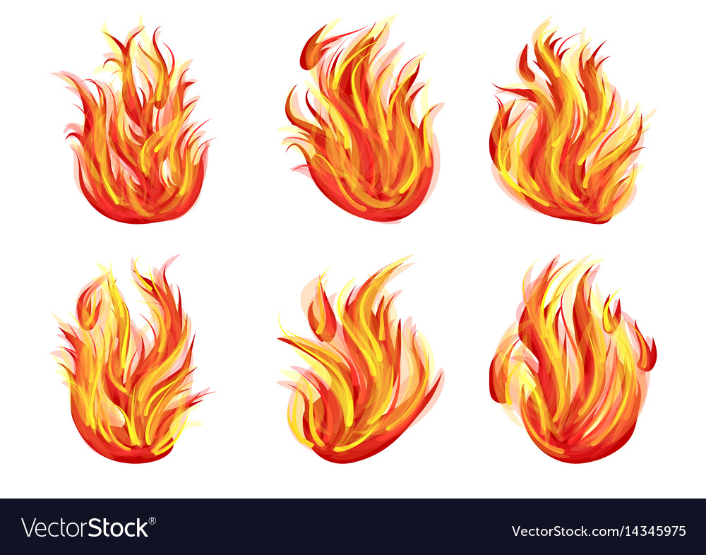 Set flames Royalty Free Vector Image - VectorStock