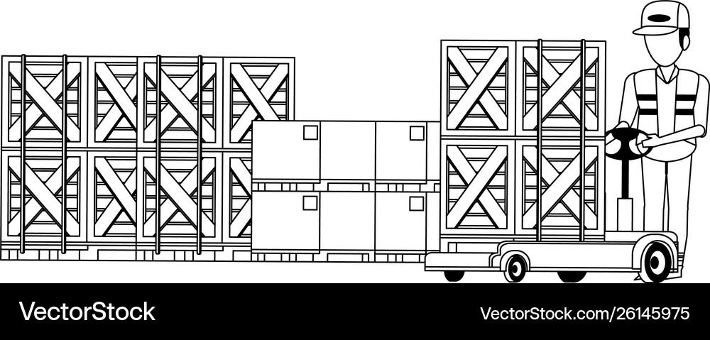 Warehouse worker logistics job concept in black Vector Image