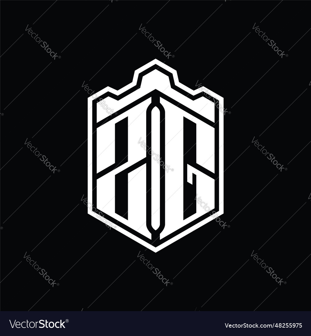 Zg letter logo monogram hexagon shield shape Vector Image