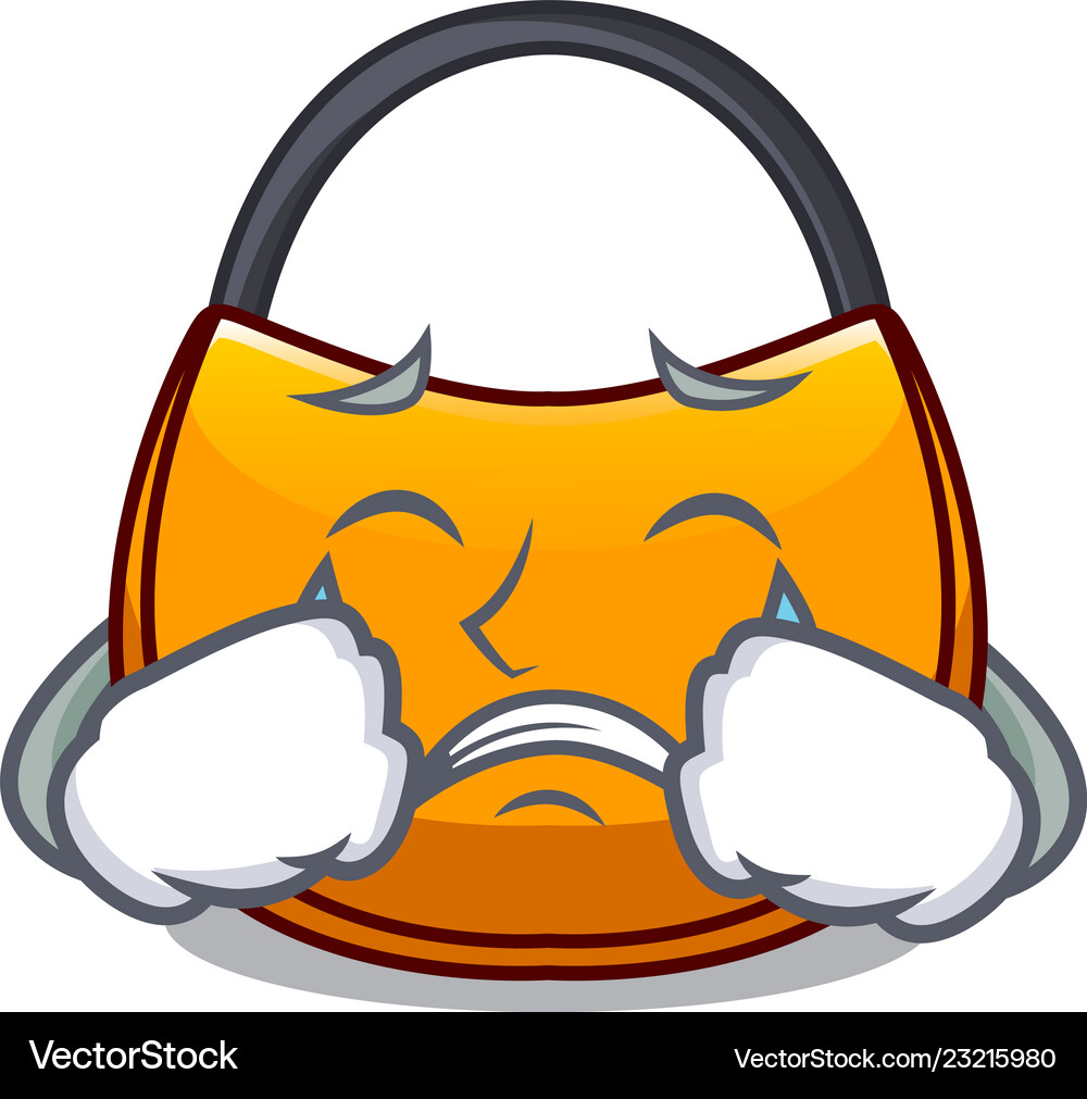 Crying hobo bag outline on image cartoon Vector Image